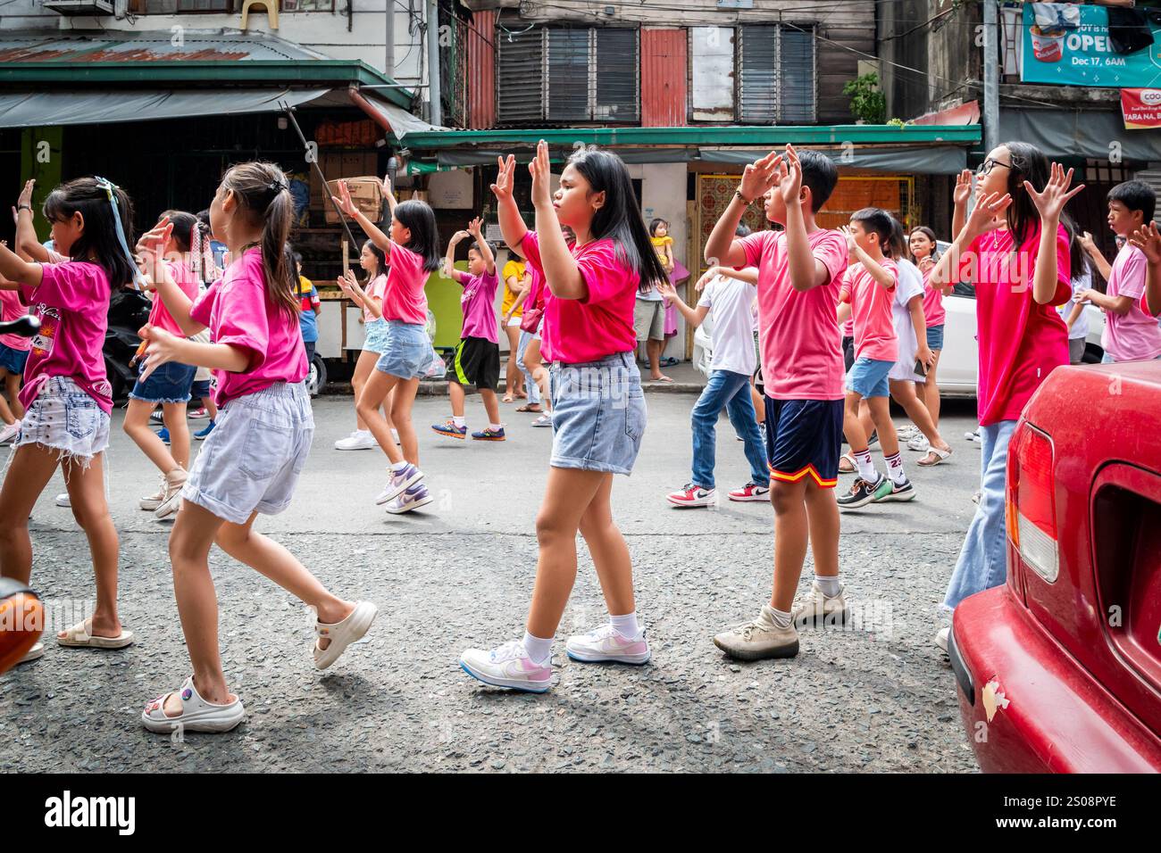 Filipino people celebrate an annual religious festival with a parade ...