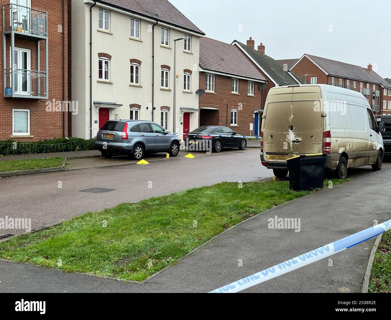 A police cordon at the scene near an apartment block on Santa Cruz ...