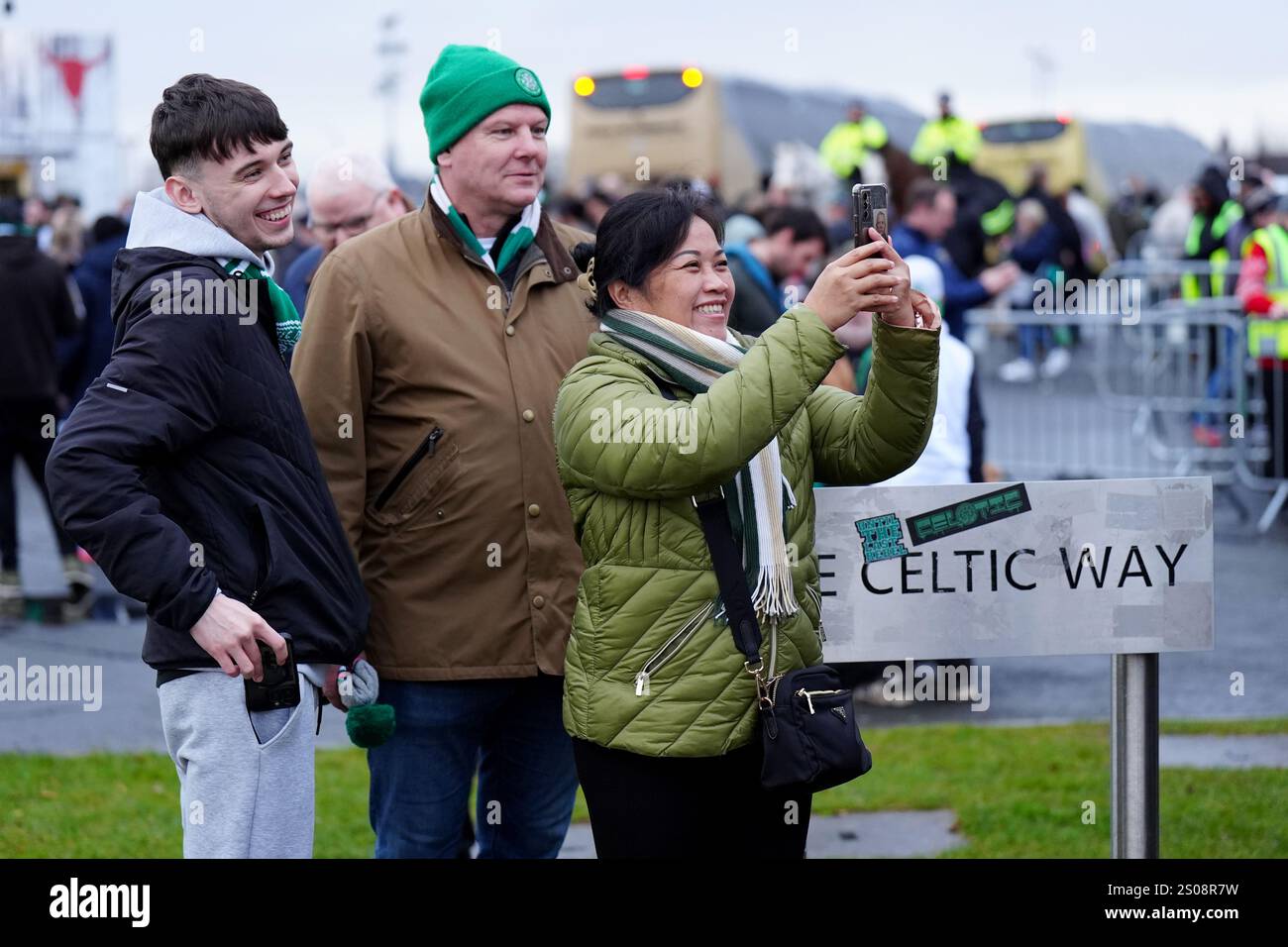 Celtic fans before the William Hill Premiership match at Celtic Park ...