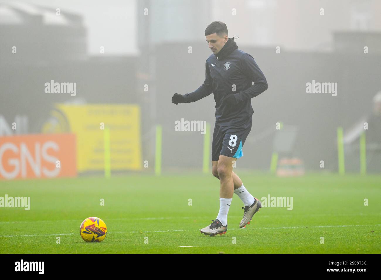 Albie Morgan of Blackpool during the pre-game warmup ahead of the Sky ...