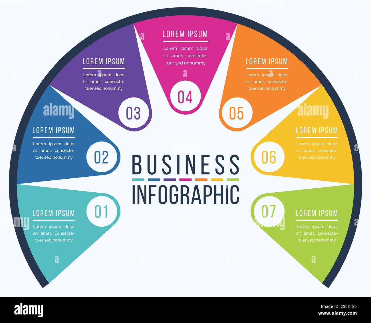 Infographic business design 7 steps, objects, elements or options ...