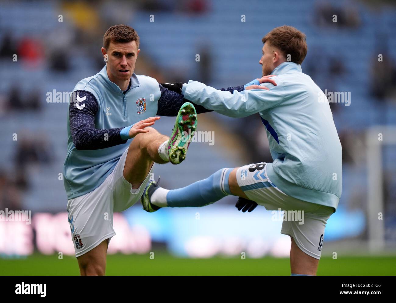 Coventry City's Ben Sheaf (left) and Josh Eccles during the warm up ...