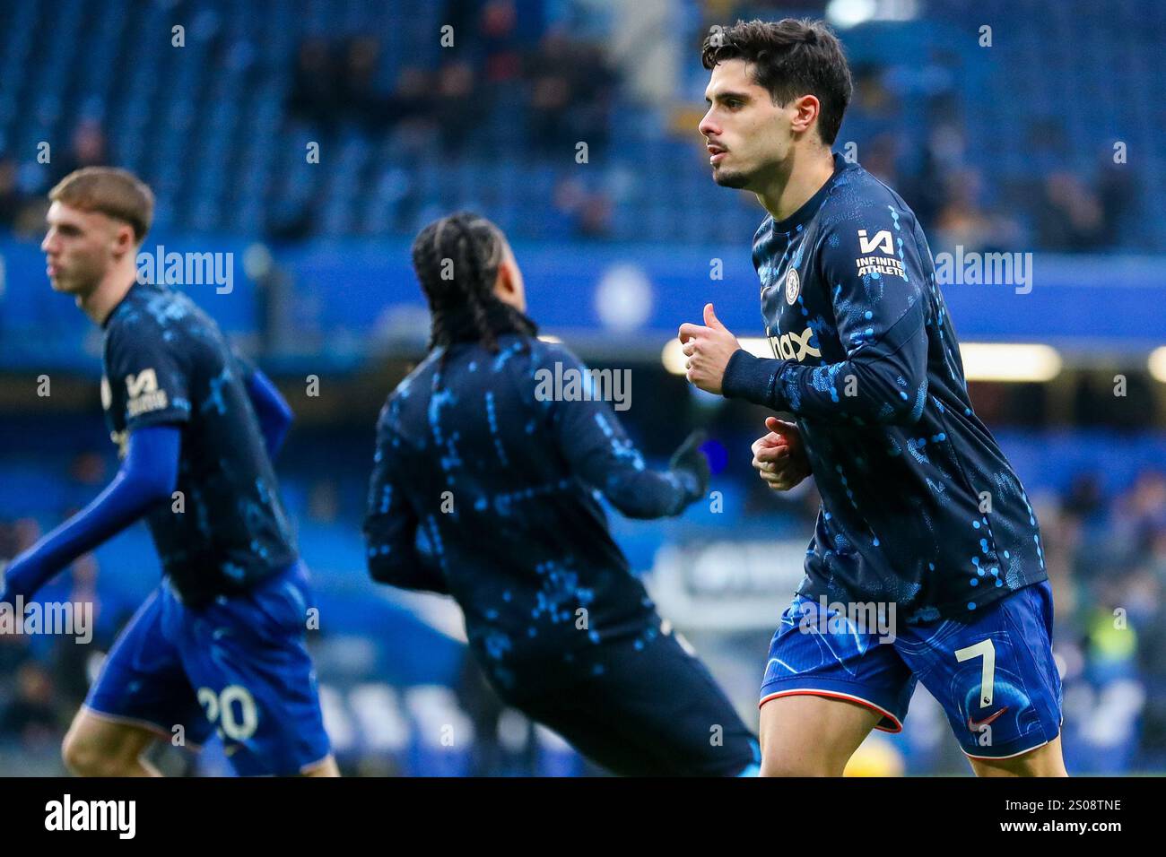 Pedro Neto of Chelsea warms up prior to during the Premier League match ...