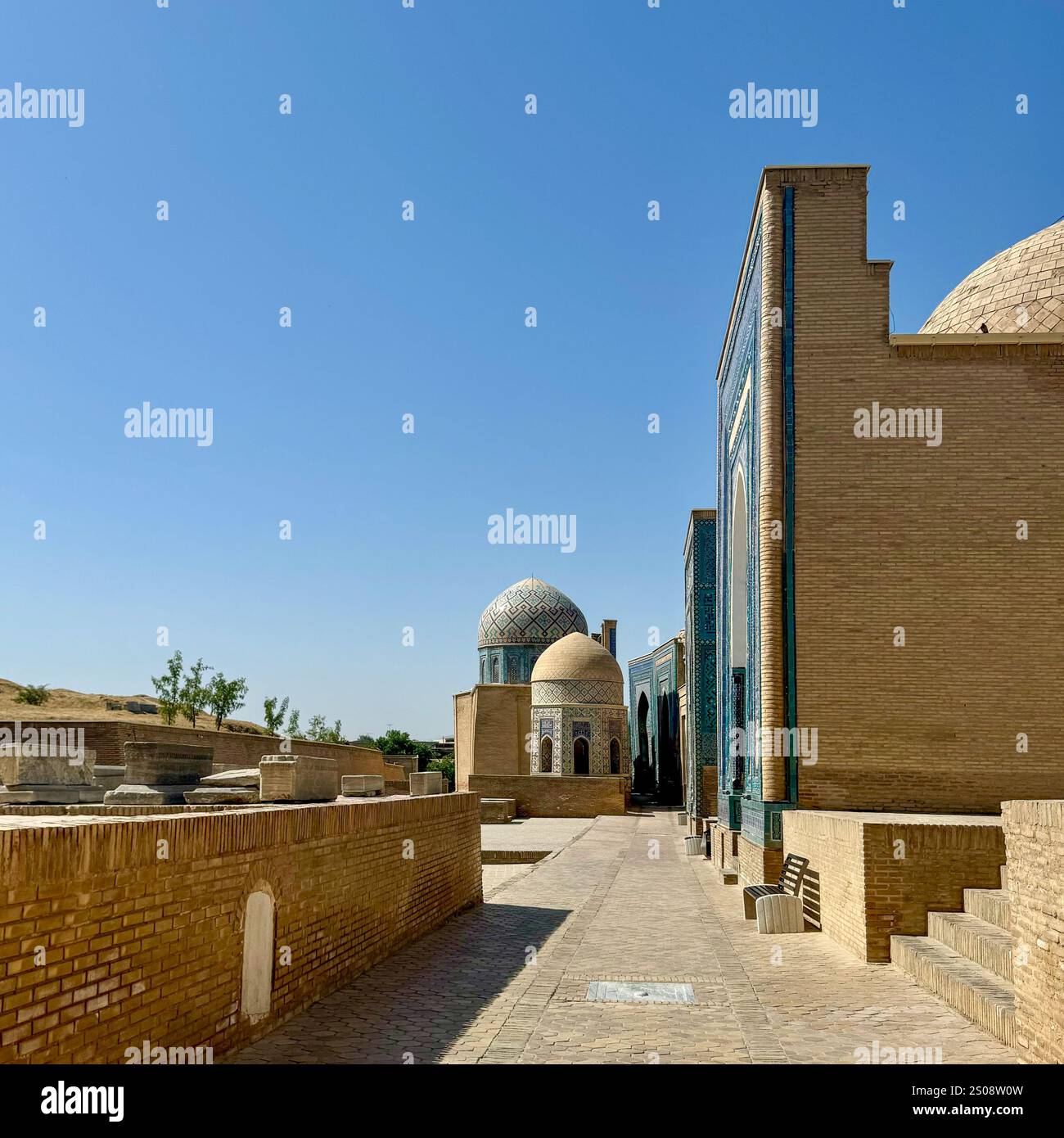 Historic Architectural Complex with Domes and Mosaic Tiles Stock Photo ...