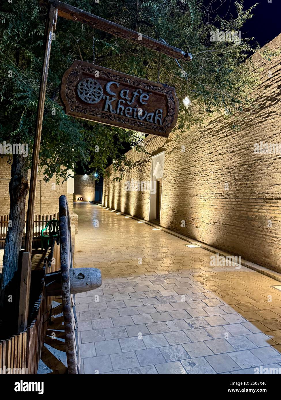 Cozy Evening View of Cafe Kheivak with Illuminated Historic Alley Stock ...