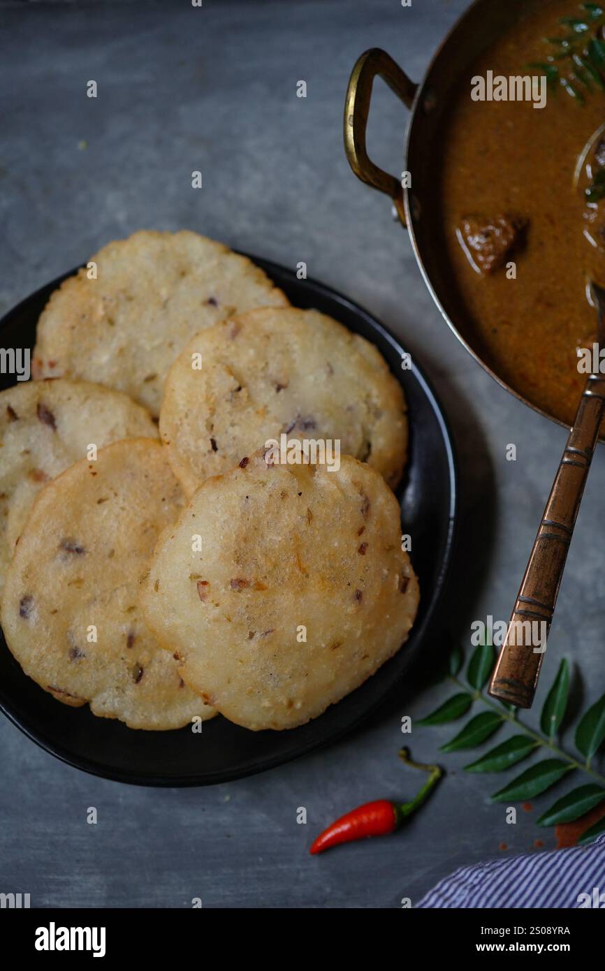 Ney Patha or Pathiri - Kerala Malabar breakfast served with Lamb curry ...