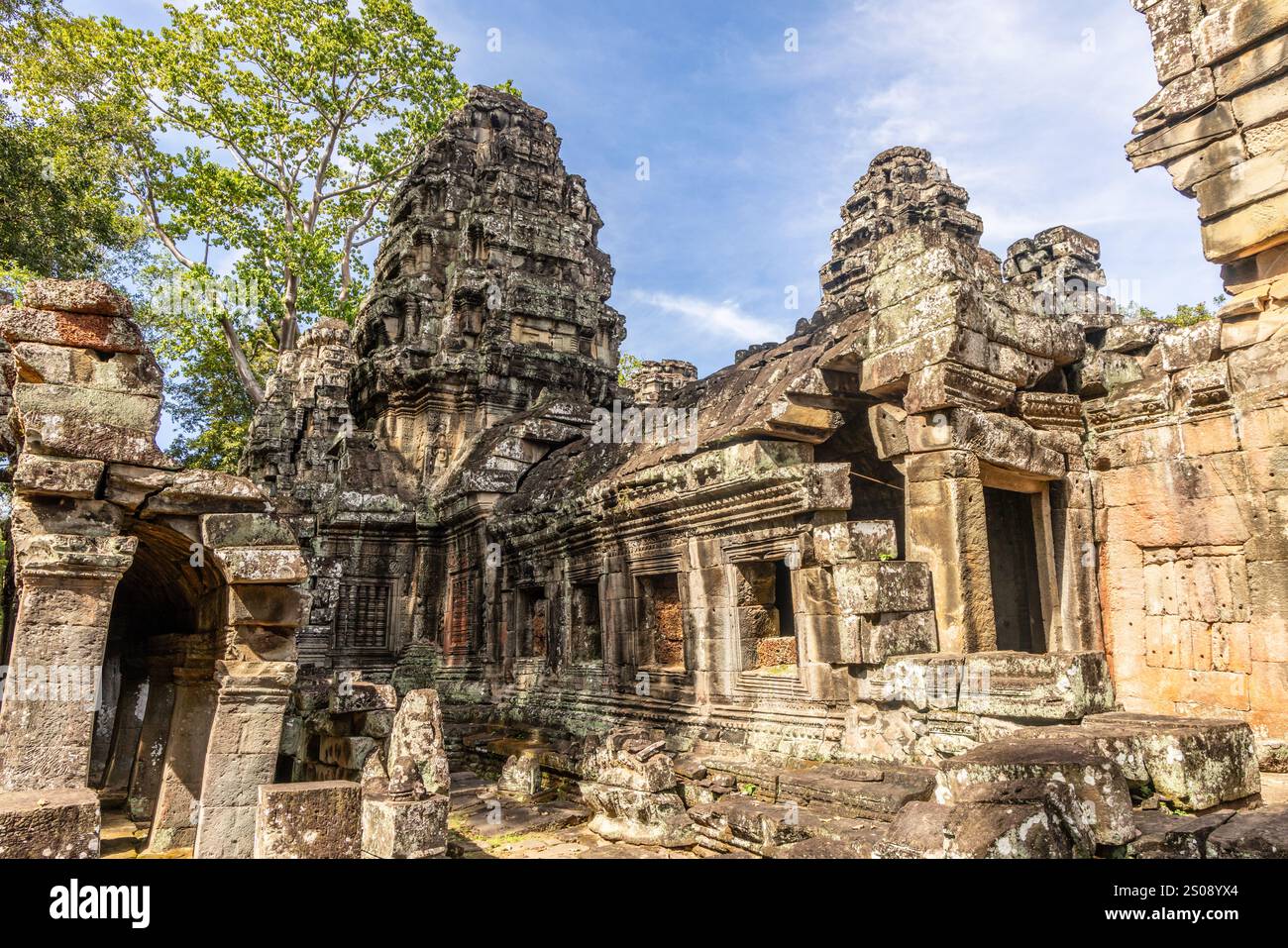 Ancient hindu Banteay Kdei khmer ruined temple lost in jungle, Angkor ...