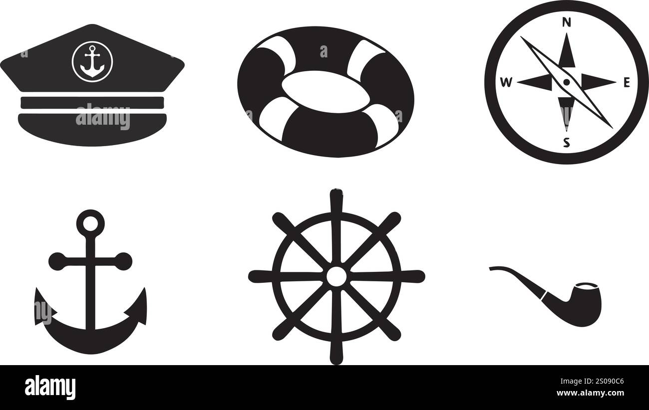 sailor symbols, nautical symbols anchor, sea anchor, life preserver ...