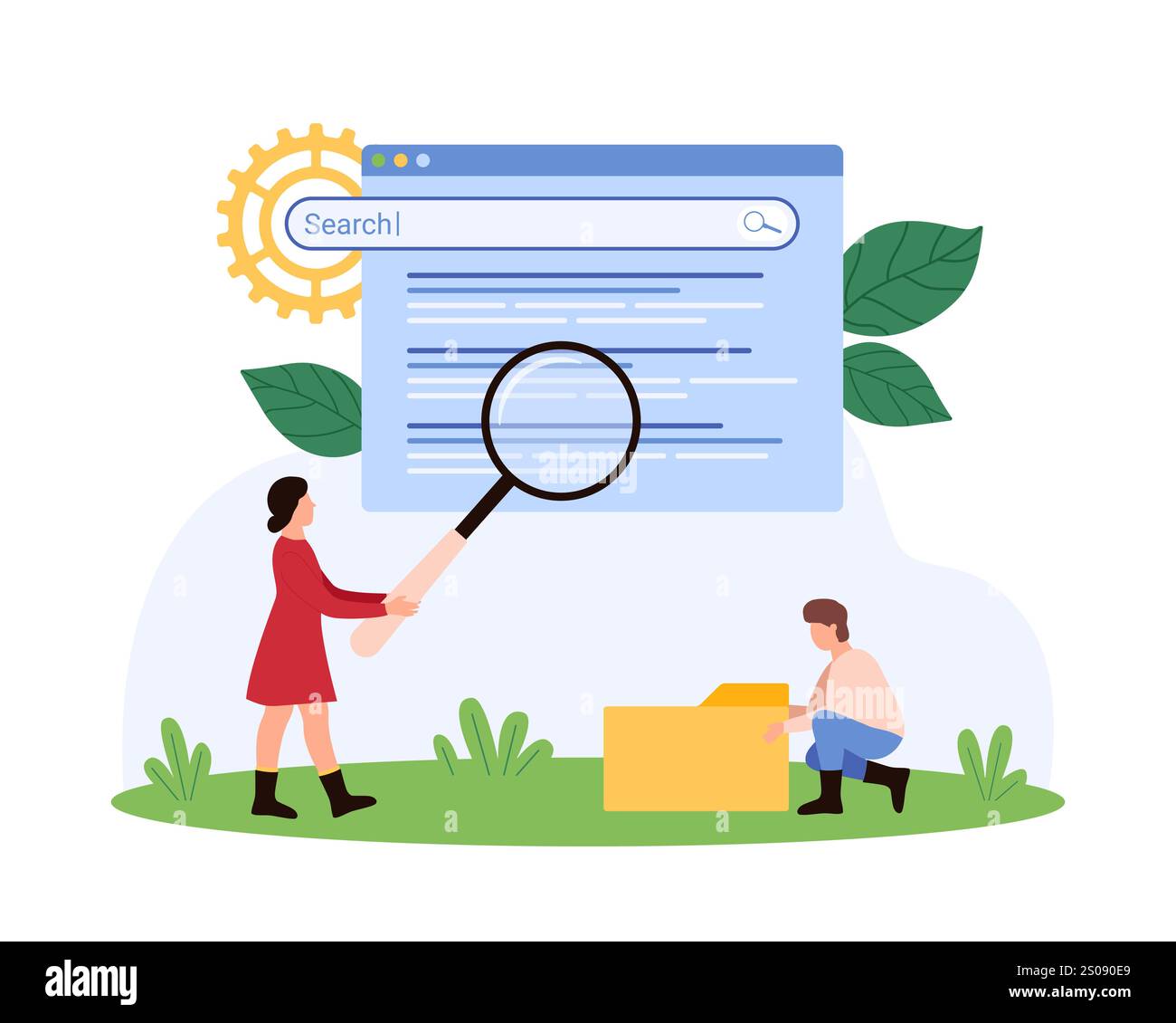 Search engine optimization, online marketing strategy. Tiny people ...