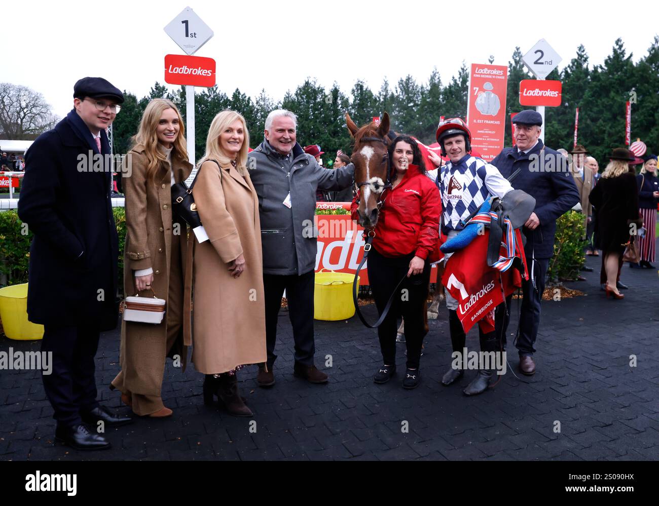 Jockey Paul Townend (second right), trainer JP O'Brien (left) and owner ...