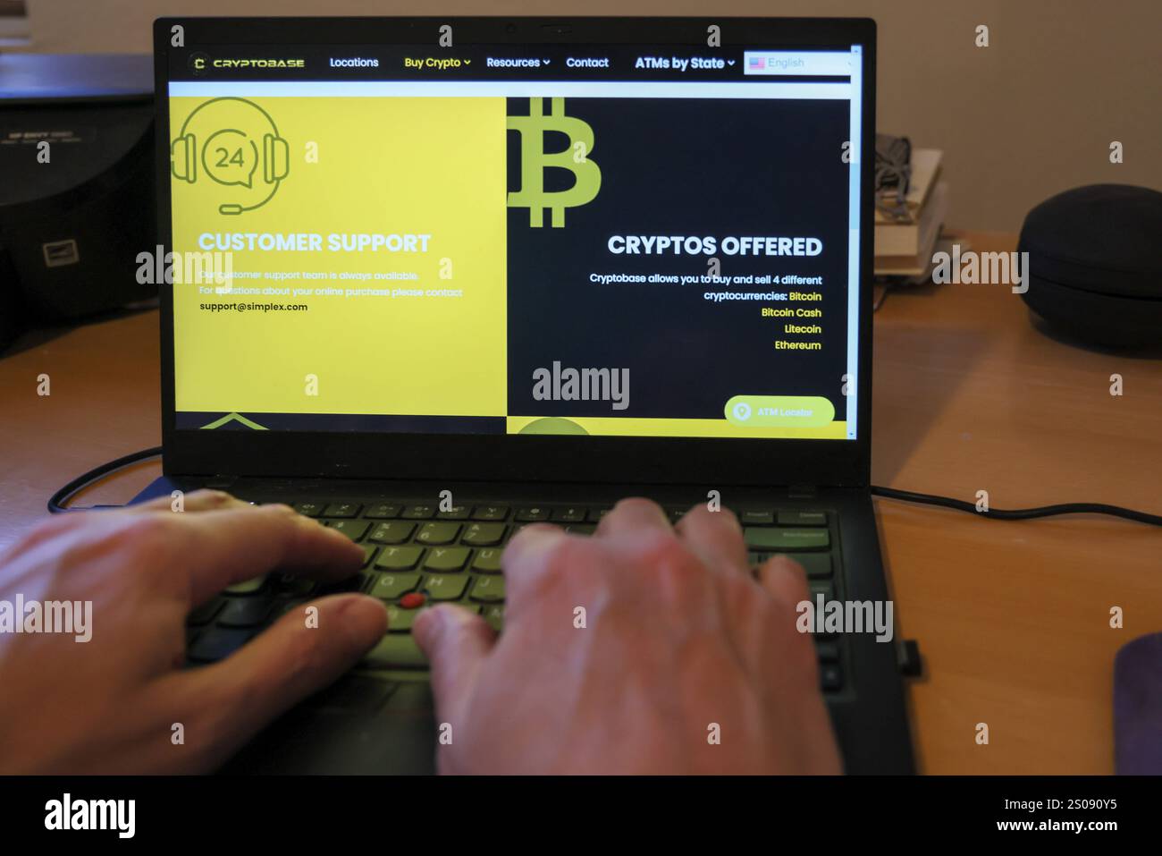 A cryptobase page is displayed on a home screen in Mesa Arizona USA, as seen here on December 24 ...