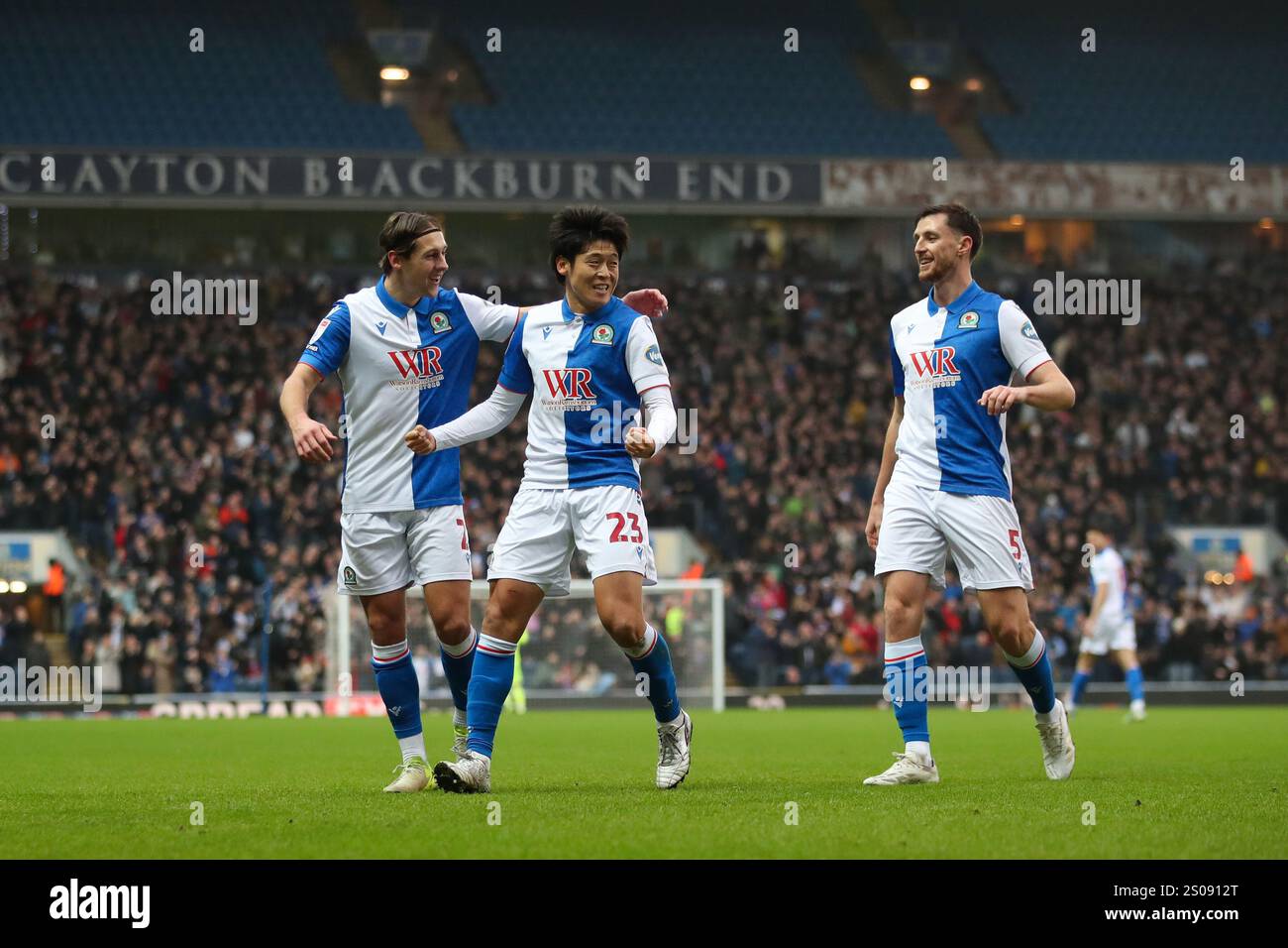 Blackburn Rovers' Yuki Ohashi (C) celebrates scoring their side's first ...