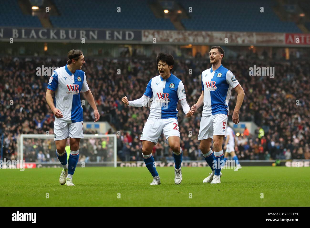 Blackburn Rovers' Yuki Ohashi (C) celebrates scoring their side's first ...