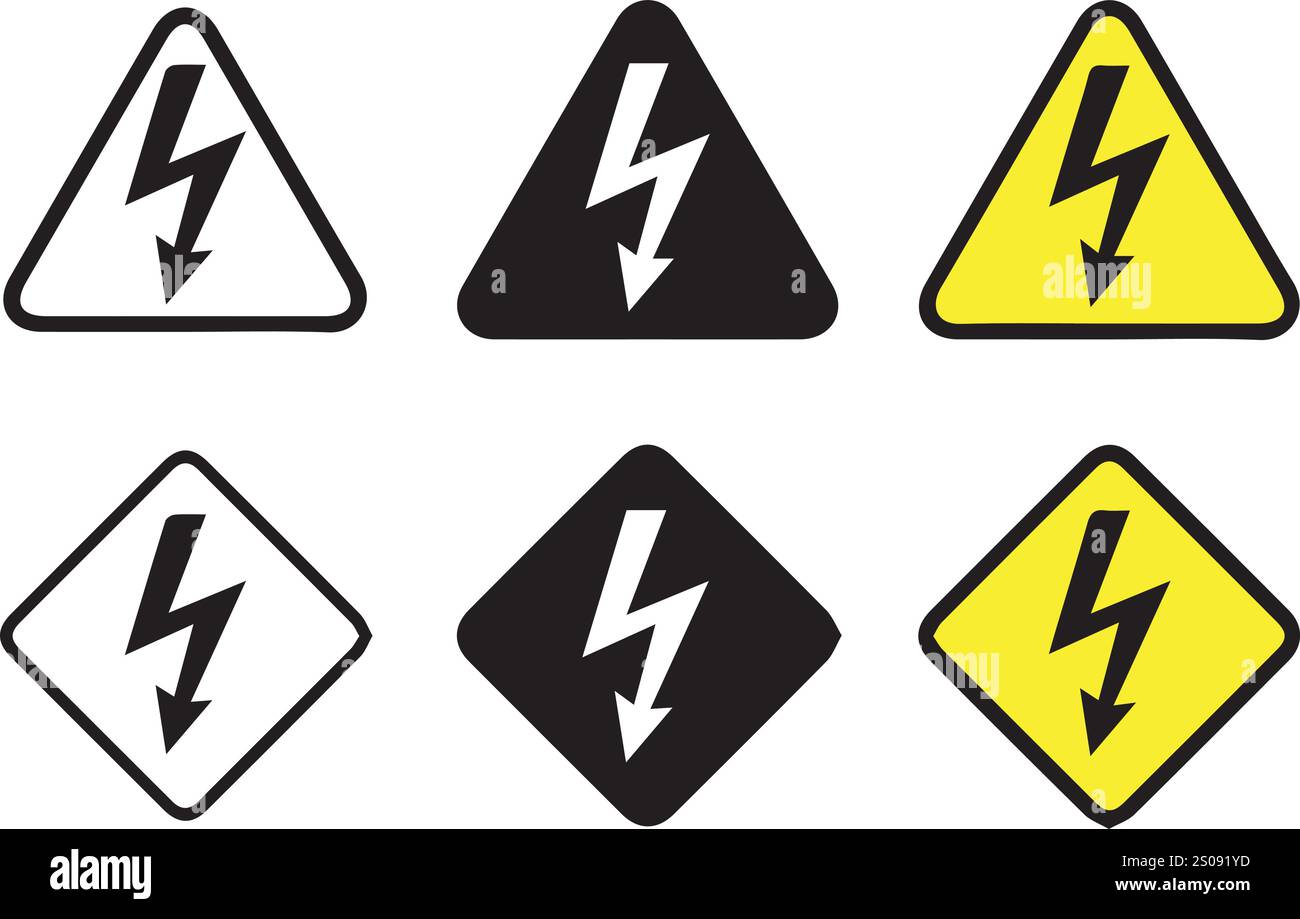 vector electrical warning sign, danger sign, warning sign icon Stock ...