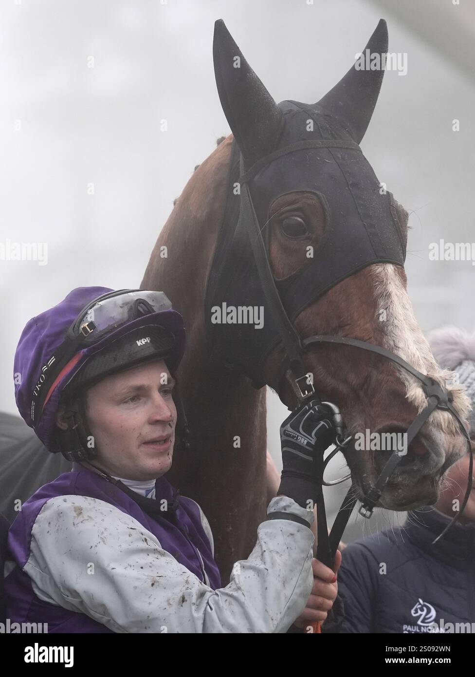 Jockey Sean O'Keeffe with An Peann Dearg in the parade ring after ...