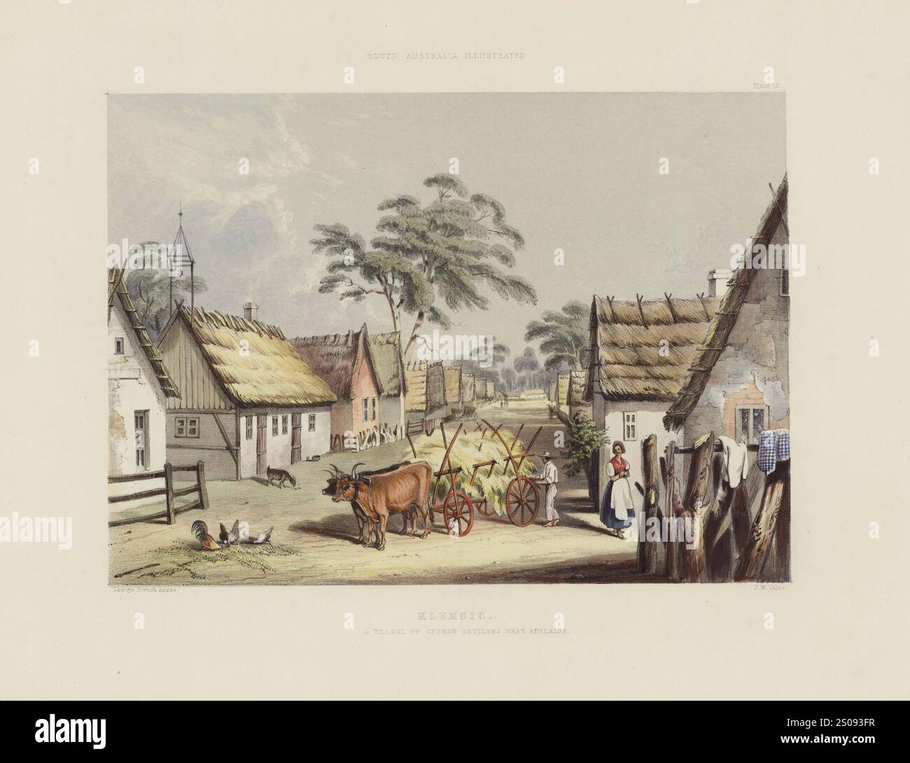 Klemsic, village of German Settlers near Adelaide, Australia. Vintage ...