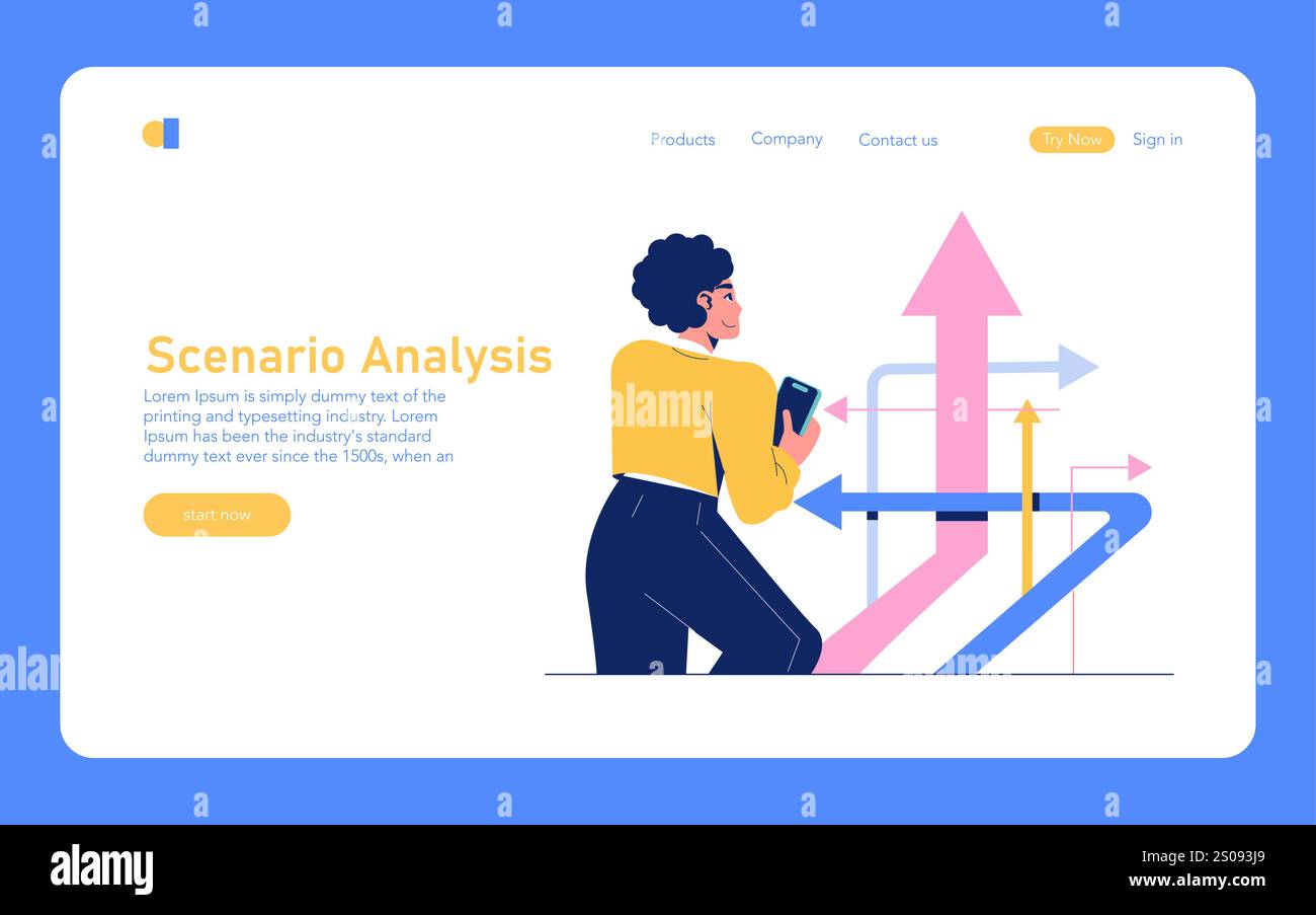 Forecasting concept. Woman analyzing complex scenarios with ...