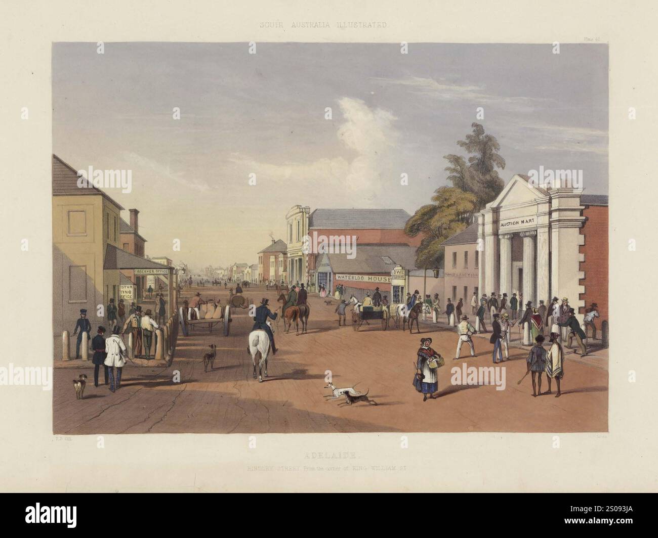 Adelaide- Hindley Street, 19th Century. Vintage Illustration from South ...