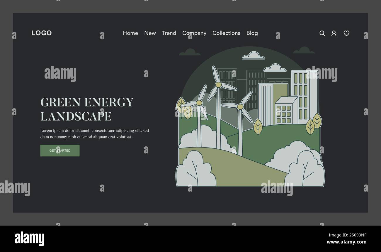 Green Energy Landscape concept. Sustainable urban design with wind ...