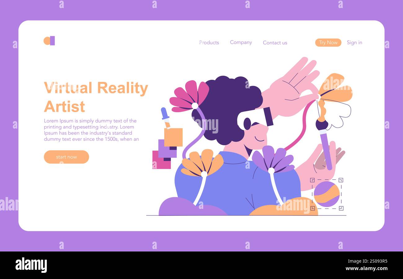 Immersive Reality Artist concept. A user engaging with virtual reality ...