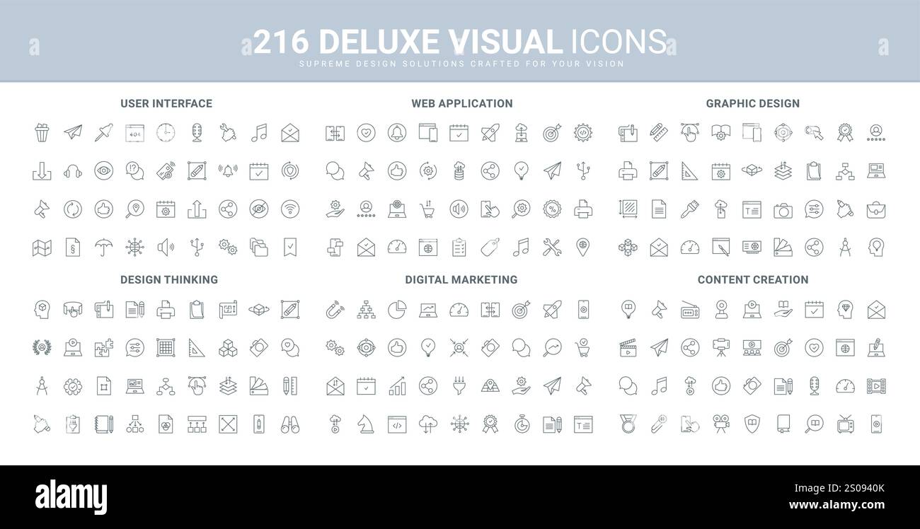 Web design and digital content creation using designer tools, marketing services line icon set ...