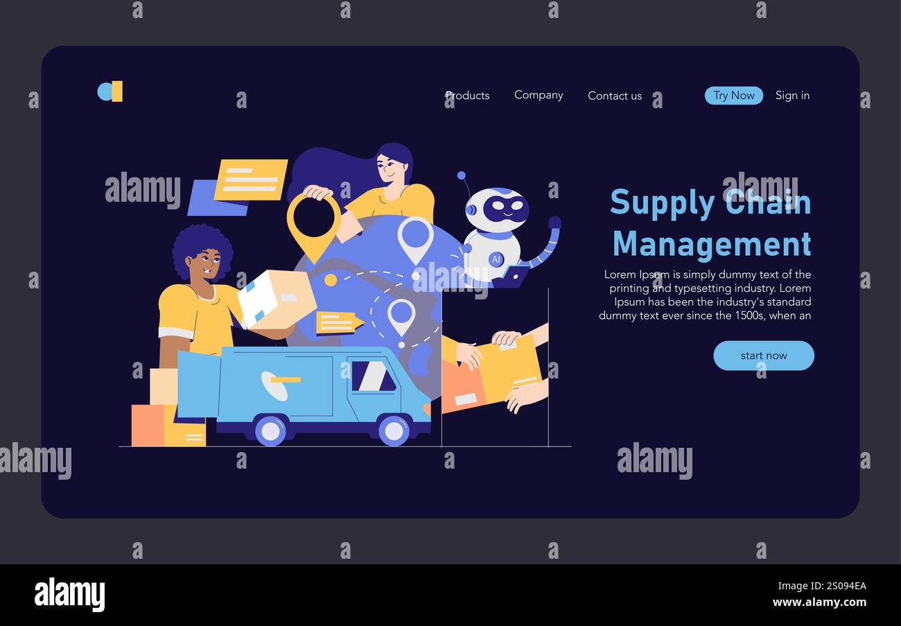 Logistics Automation Concept Digital Interface Showcasing Supply Chain Management With Ai