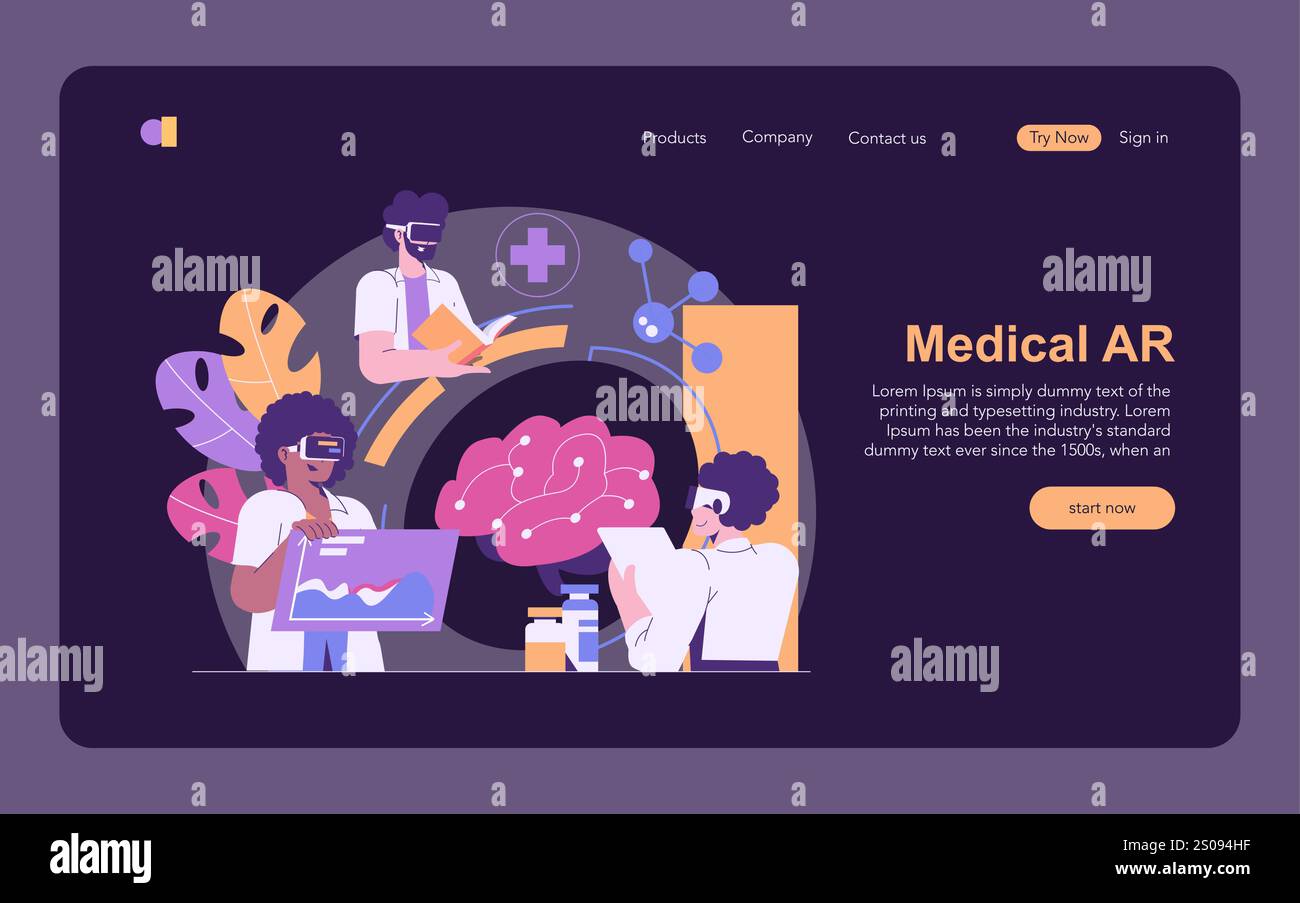 Immersive Reality concept. Healthcare professionals interact with ...