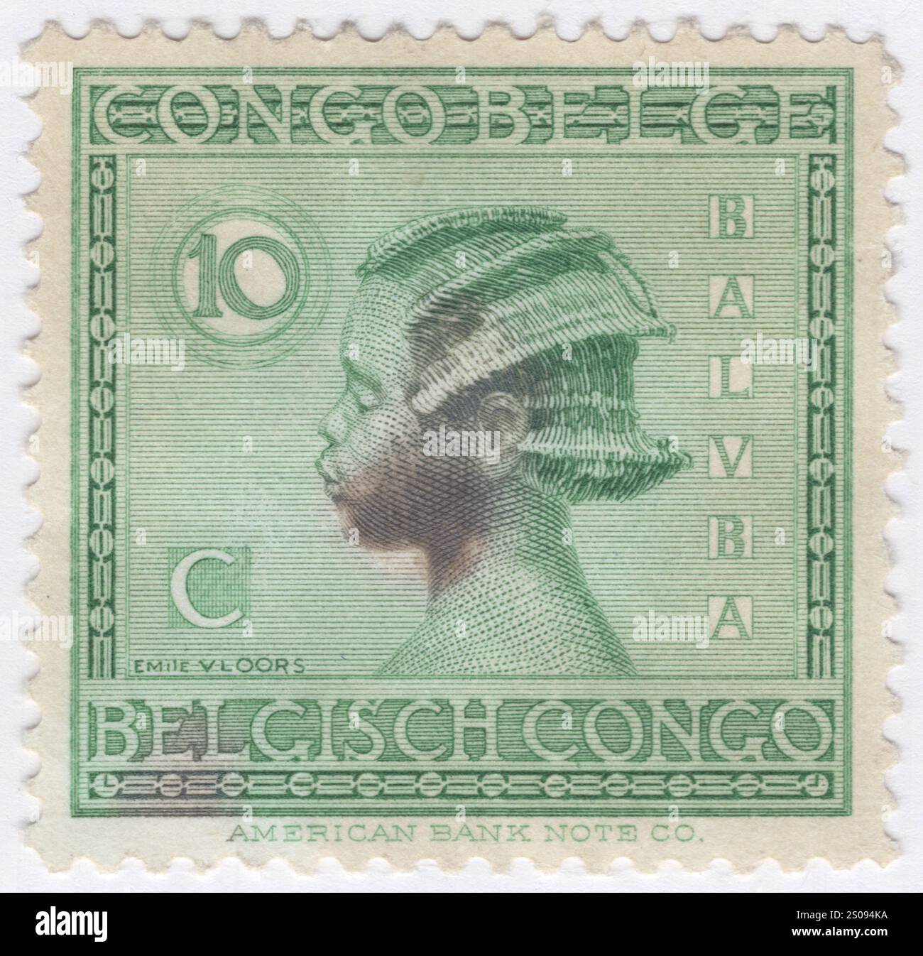 BELGIAN CONGO - 1923 February 01: 10 centime green postage stamp ...