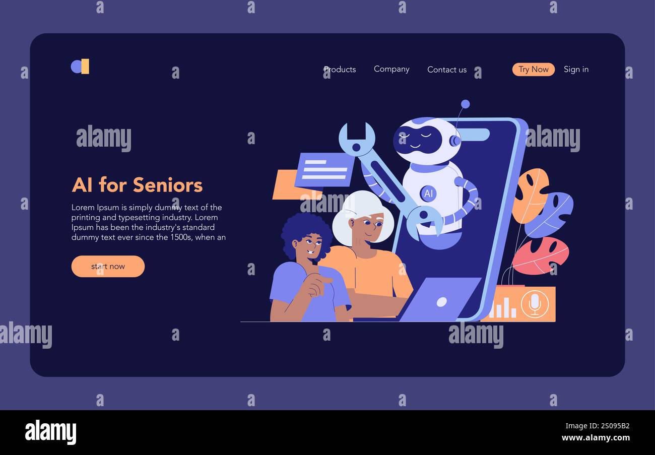 Intergenerational tech support concept. Elderly learning technology ...