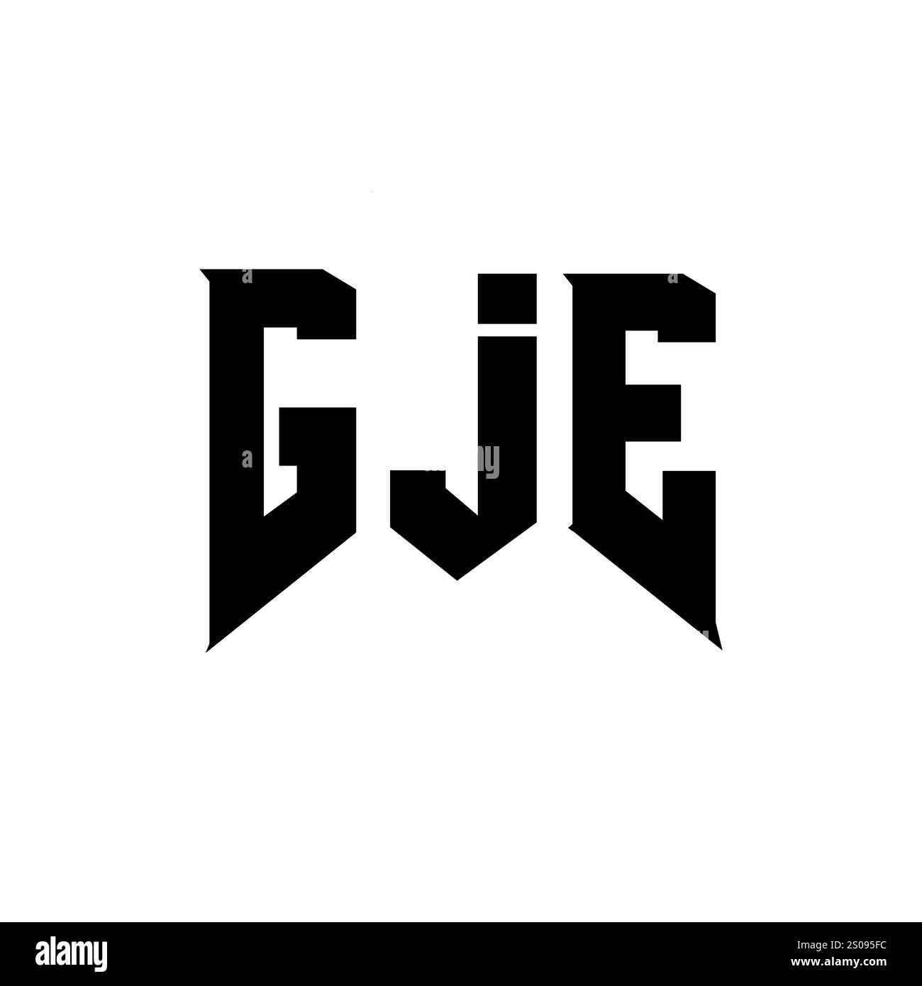 GJE letter logo design for technology company. GJE logo design black and white color combination ...