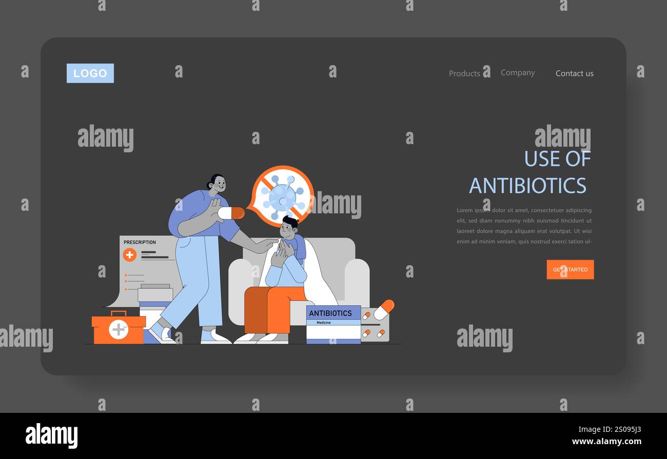 Antibiotic usage concept. Healthcare professional addressing bacterial ...
