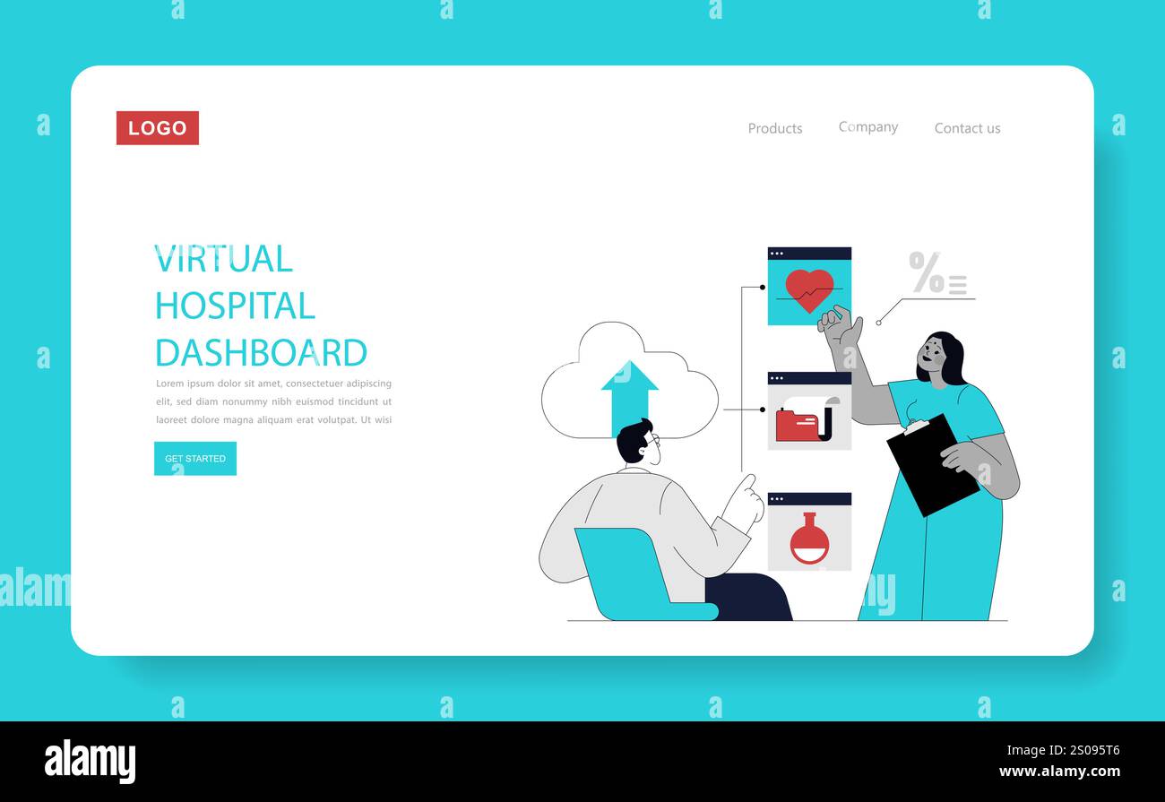 Healthcare automation concept. Professionals interact with a virtual ...