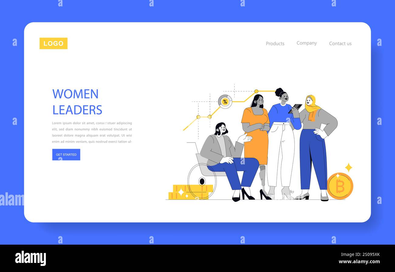 Women Leaders concept. Illustration showcasing diverse female ...