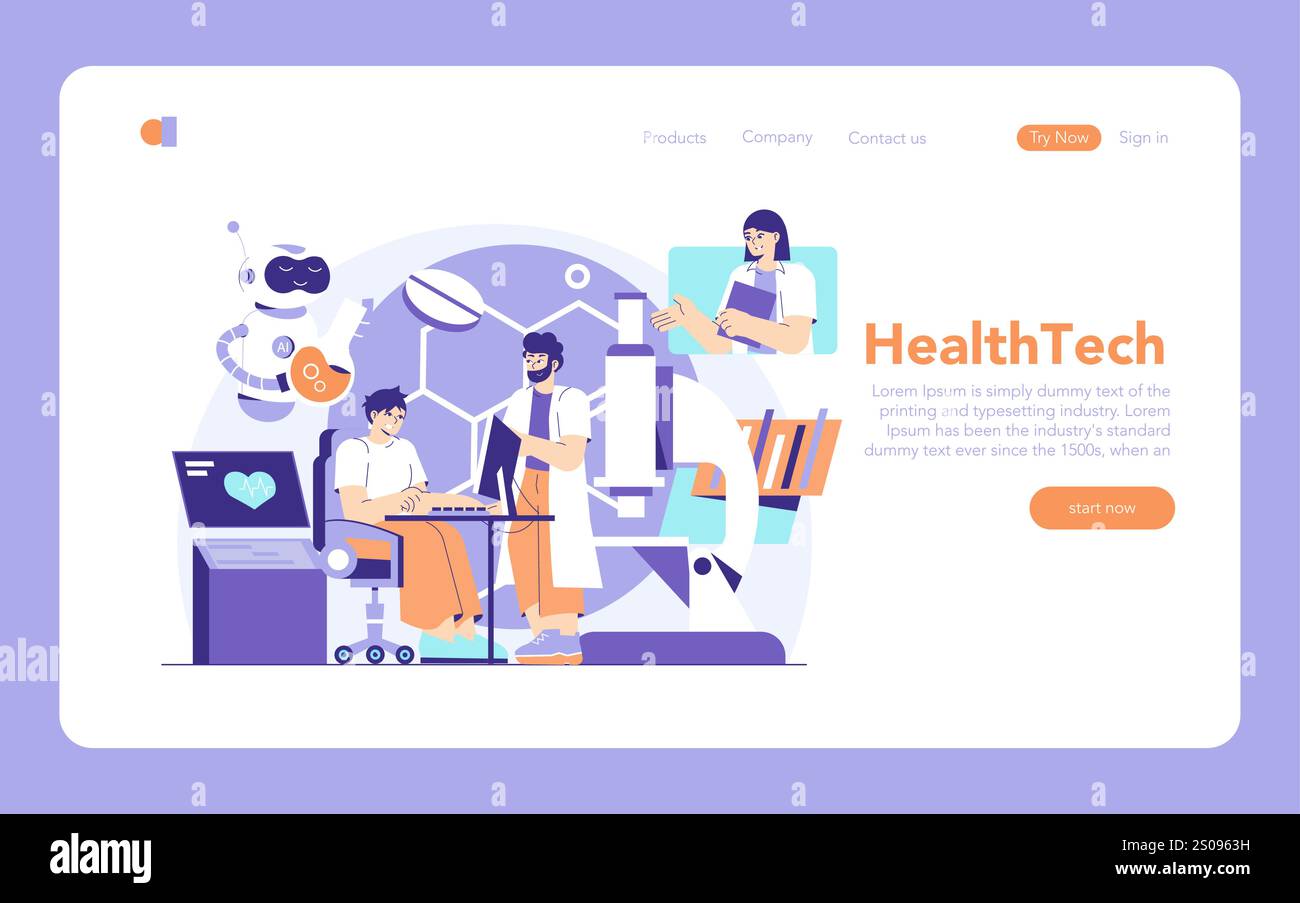 HealthTech concept. Integration of advanced technology in healthcare services. Medical ...