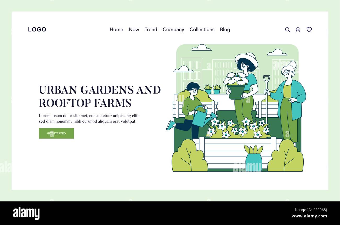 Green Infrastructure concept. People participating in urban gardening ...