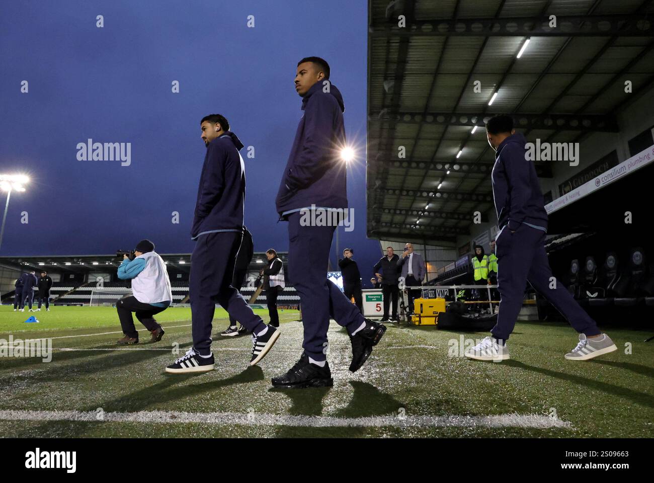 Rangers players inspect the pitch before the William Hill Premiership ...