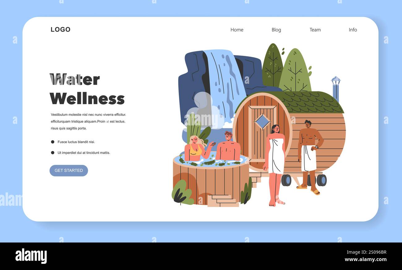 Water Wellness concept. People enjoy a spa experience with outdoor hot ...