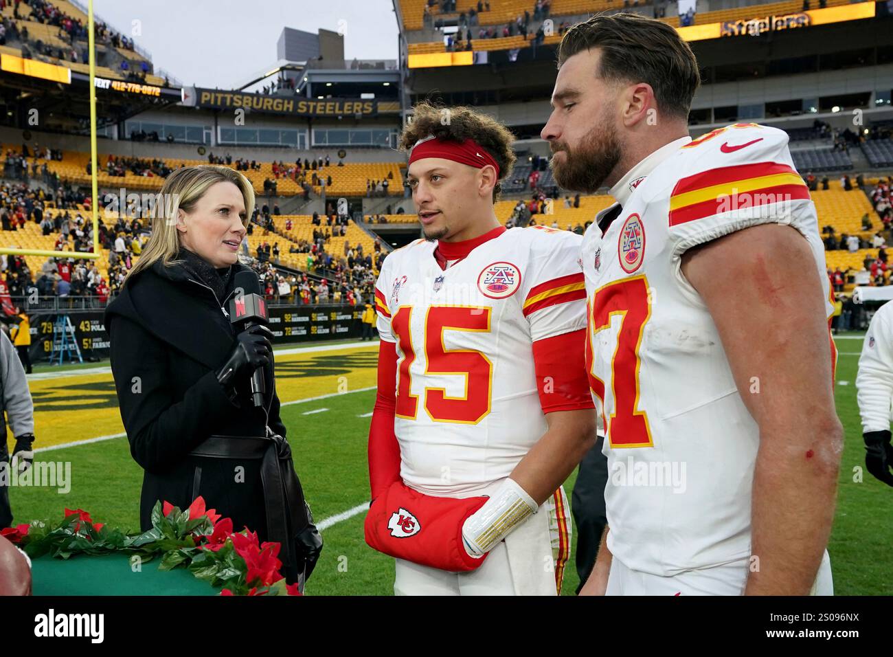 Netflix reporter Stacey Dales interviews Kansas City Chiefs quarterback ...