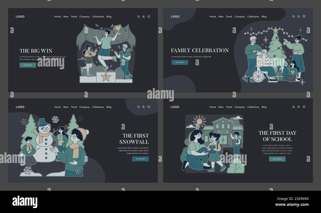 Life Moments set. Celebratory family gatherings and seasonal activities ...