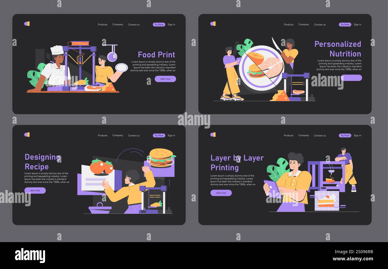 3D Food Printing set. Illustrating futuristic culinary technology and ...