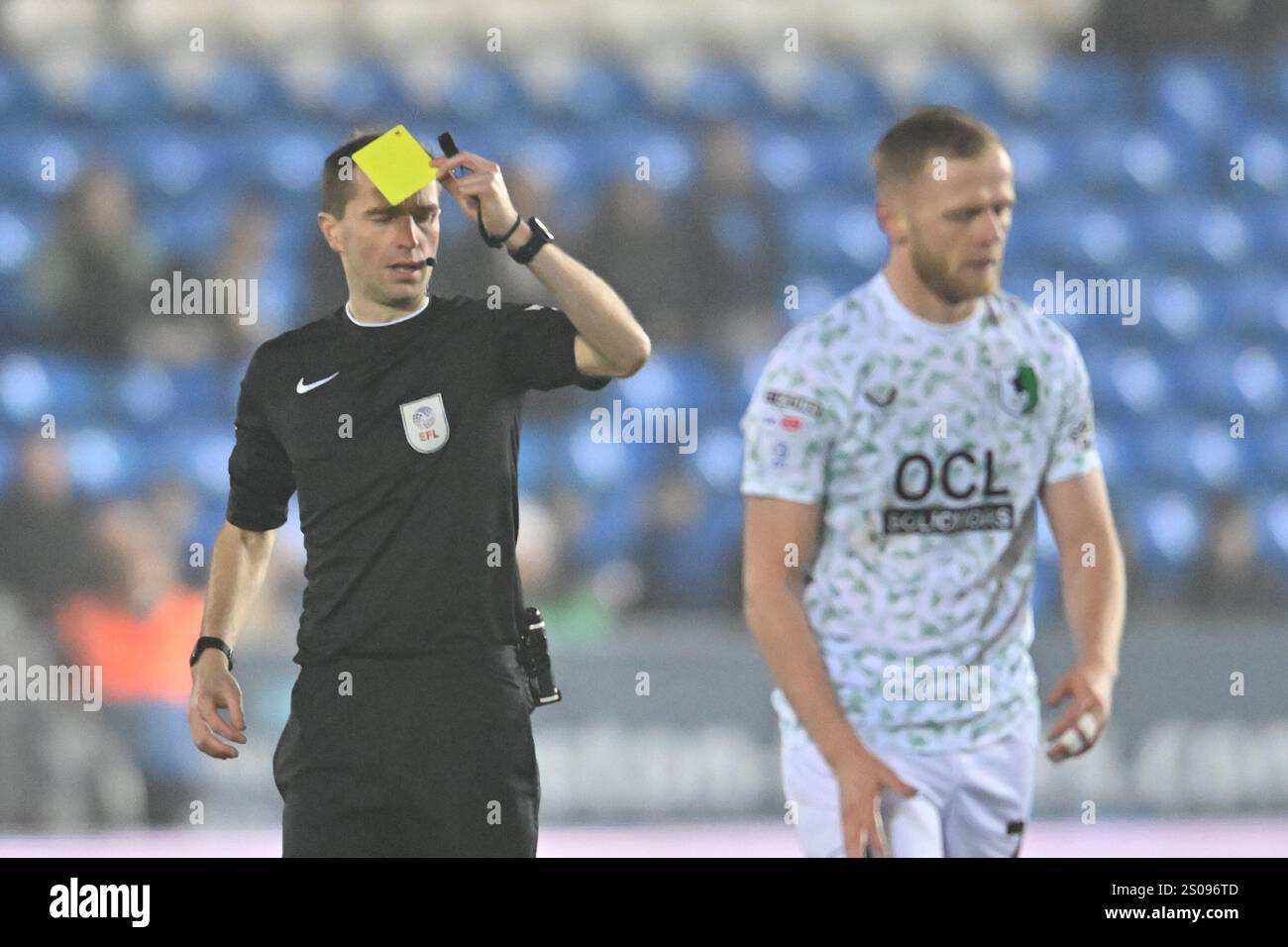 Referee Jacob Miles (Match referee) gives Frazer Blake Tracy (22 ...