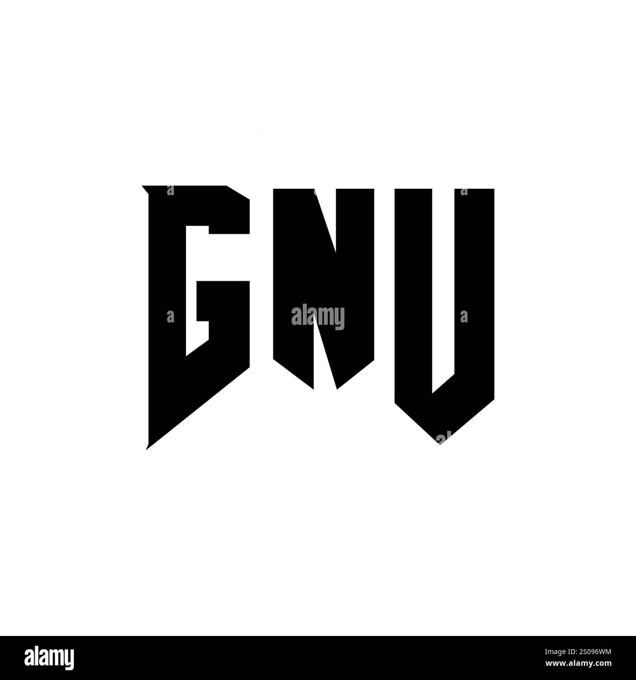 GNU letter logo design for technology company. GNU logo design black ...