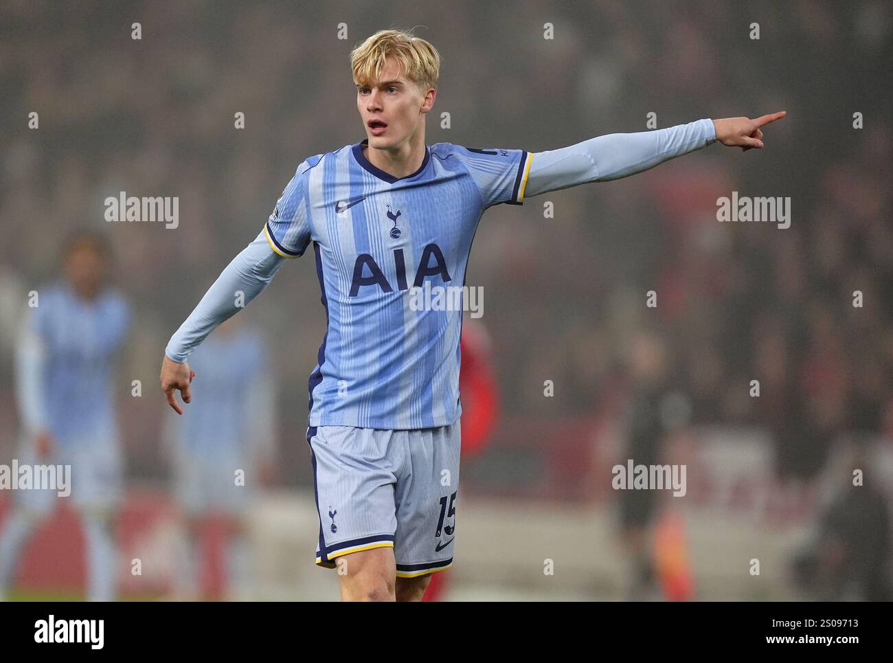 Tottenham Hotspur's Lucas Bergvall during the Premier League match at ...