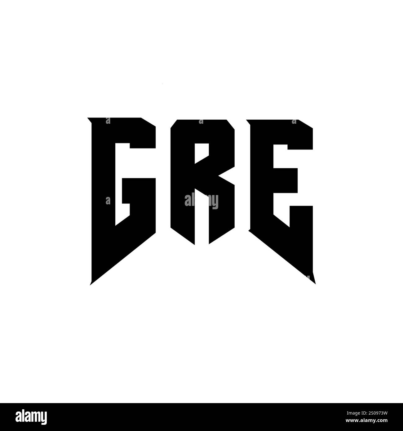 GRE letter logo design for technology company. GRE logo design black and white color combination ...