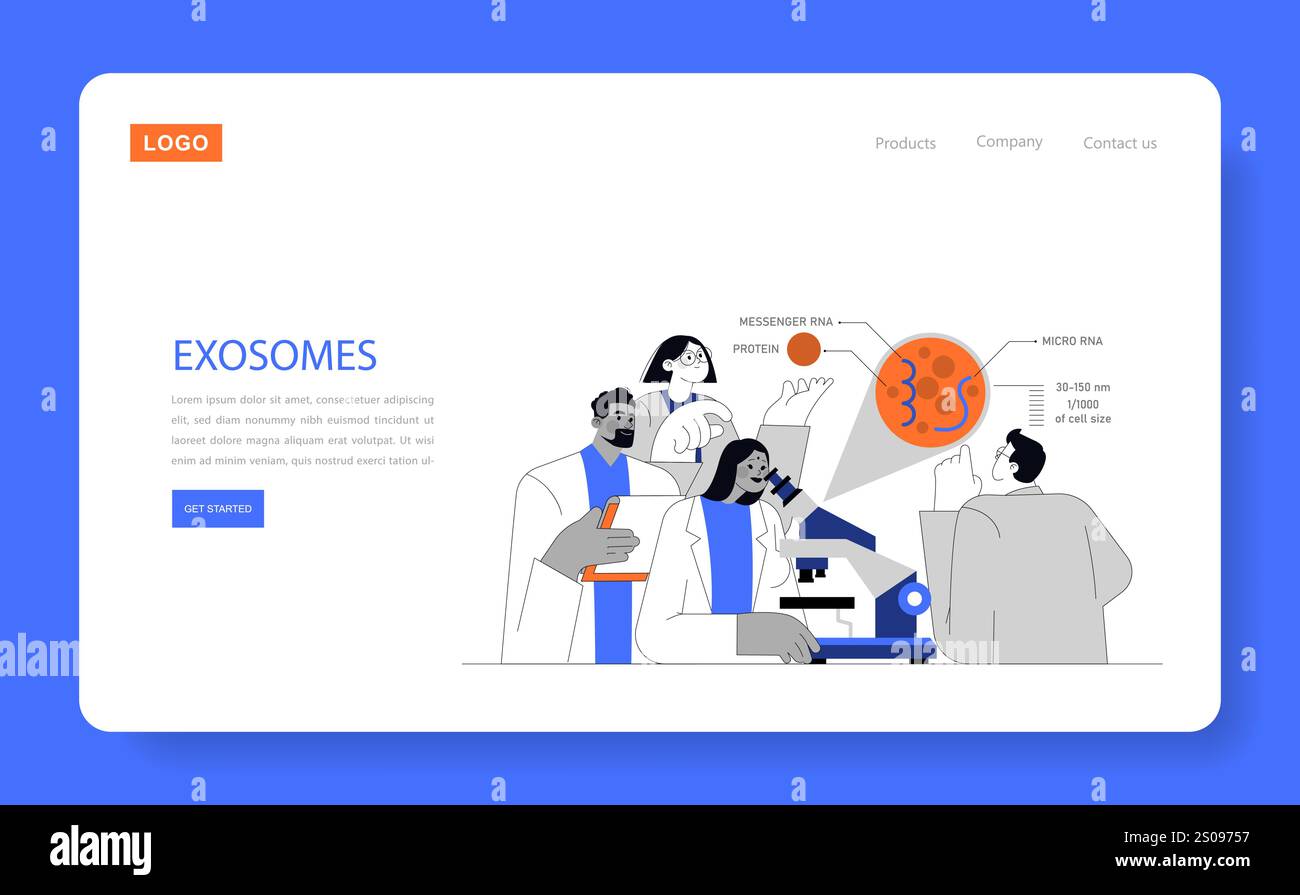 Exosome research concept. Scientists analyze microRNA and messenger RNA ...