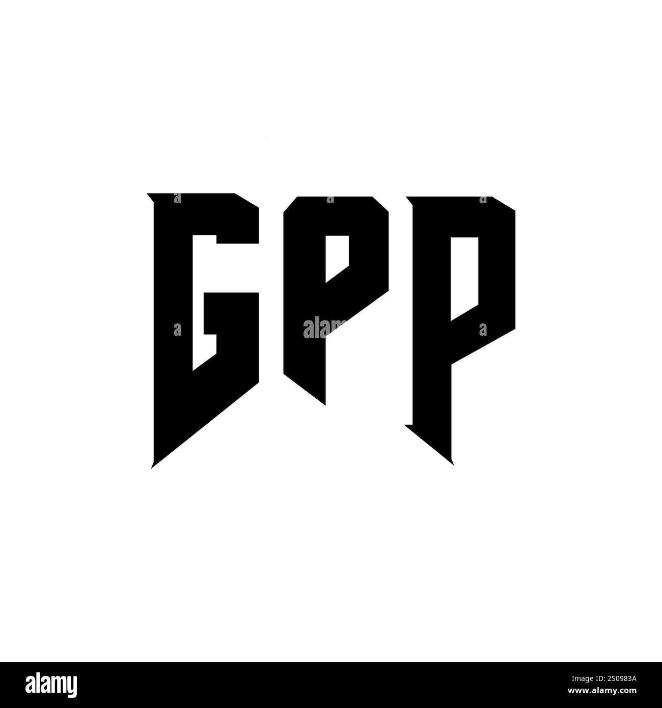 GPP letter logo design for technology company. GPP logo design black and white color combination ...