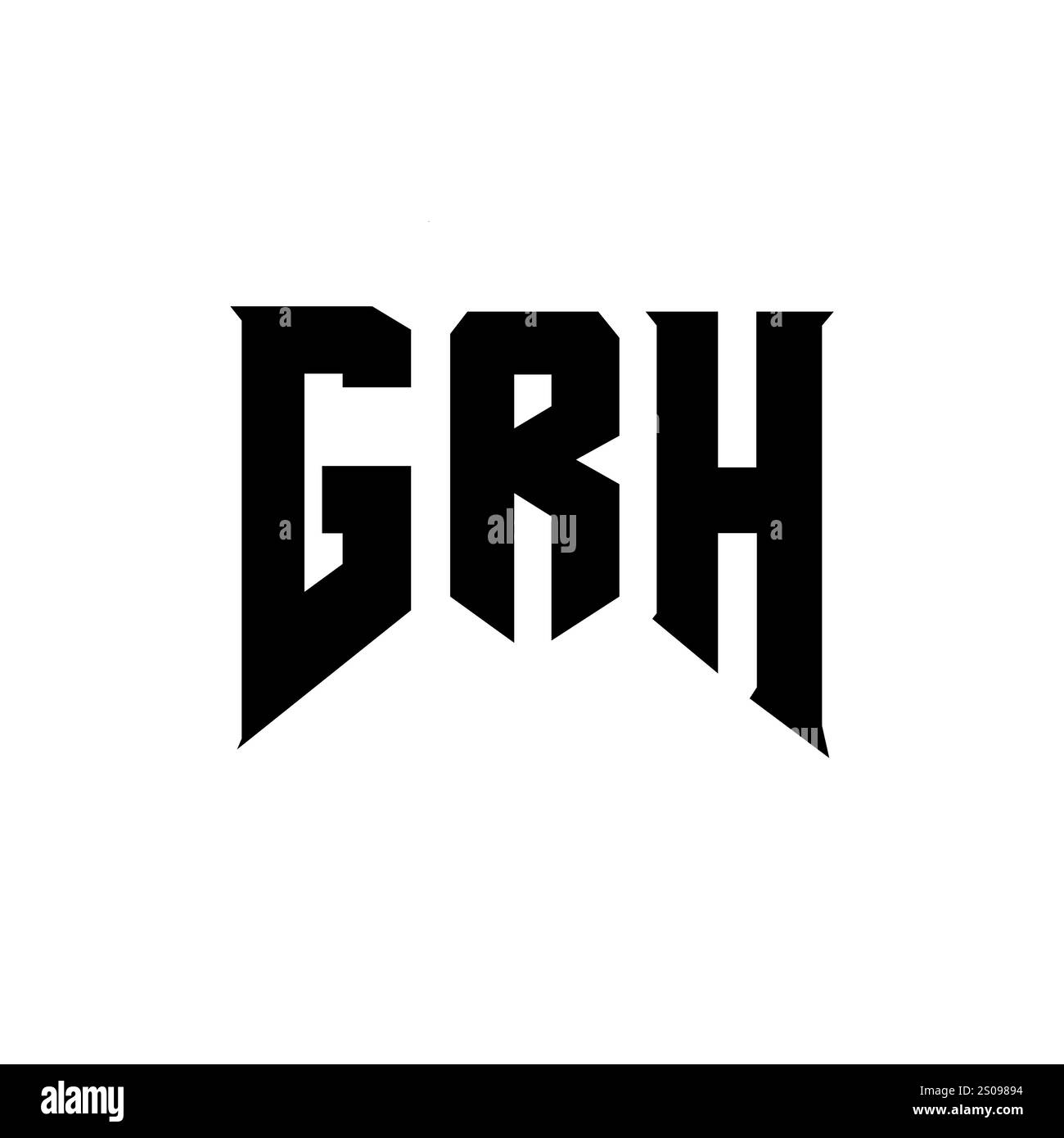 GRH letter logo design for technology company. GRH logo design black and white color combination ...