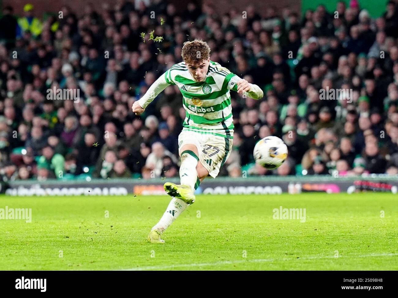 Celtic's Arne Engels has a shot on goal during the William Hill ...