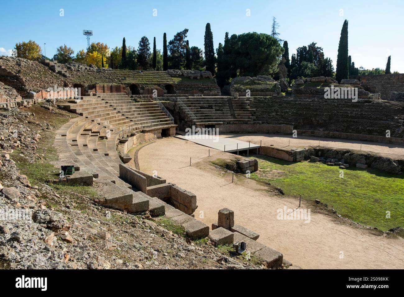 Ruins of the Roman amphitheater of Merida, Spain Stock Photo - Alamy