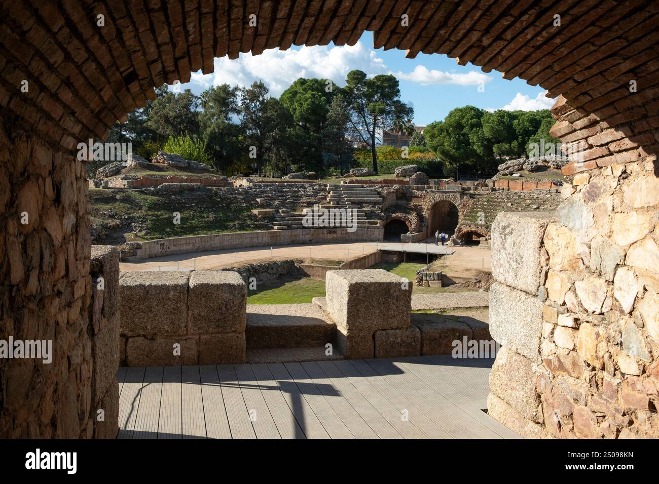 Access to the Roman amphitheater of Merida, Spain Stock Photo - Alamy